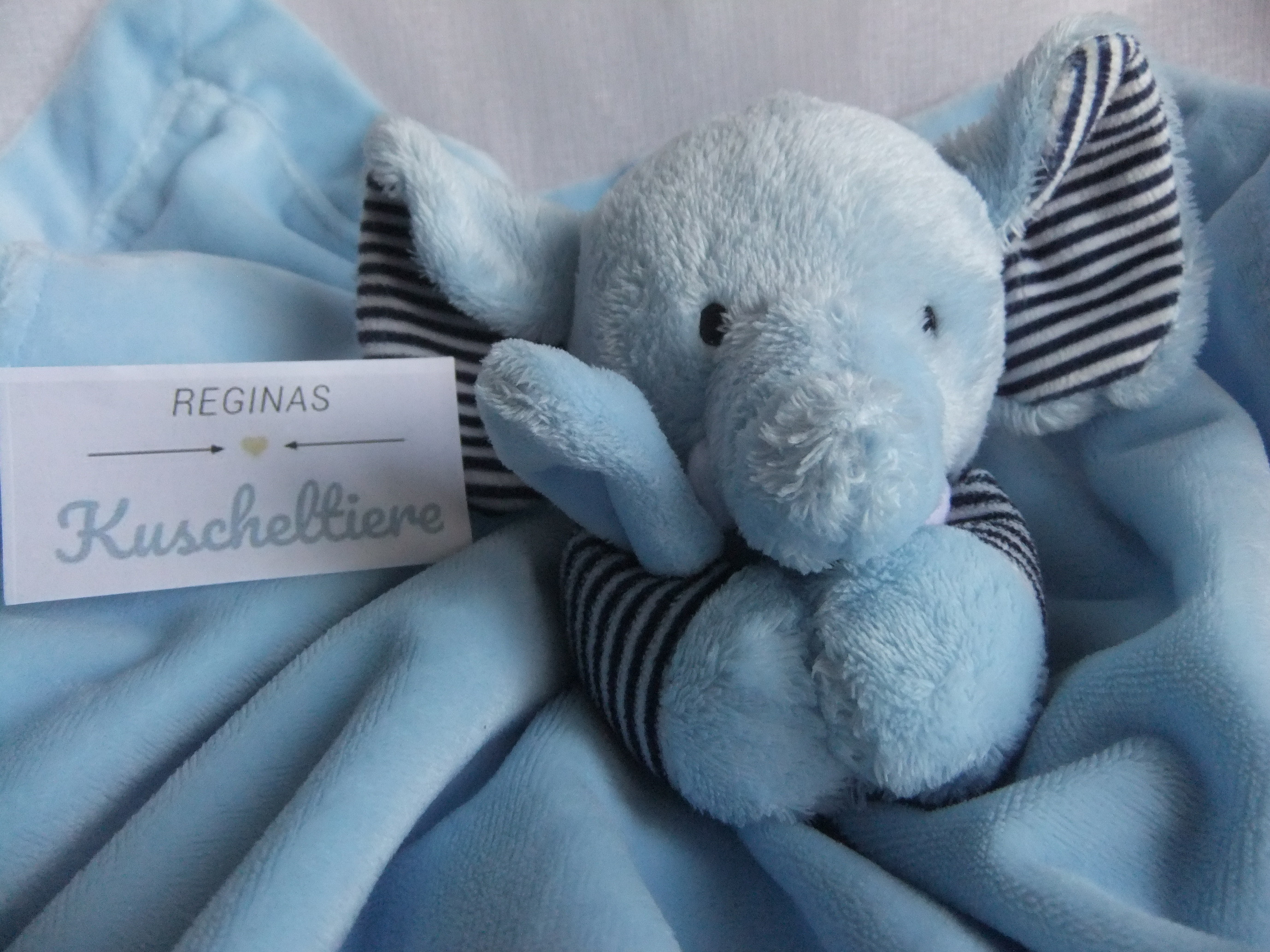 Carter's - Schmusetuch - Elefant in hellblau und blauweiß/gestreift...