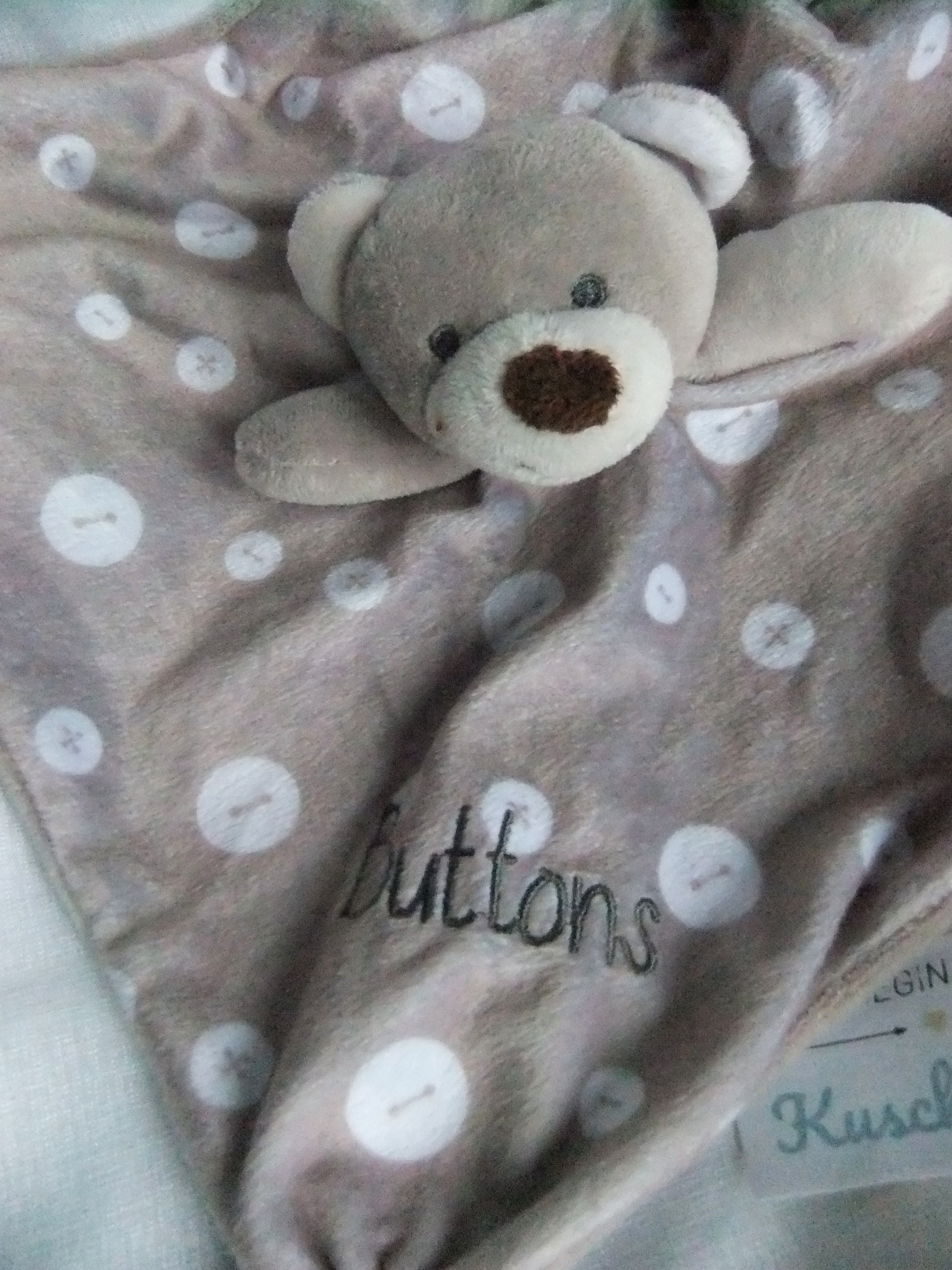 B&M - Schmusetuch - Bär Buttons graubraun mit Kreisen - ca. 25 cm x...